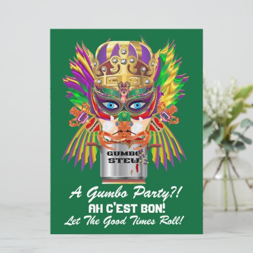 Mardi Gras Gumbo Queen View Hints please Invitation | Zazzle