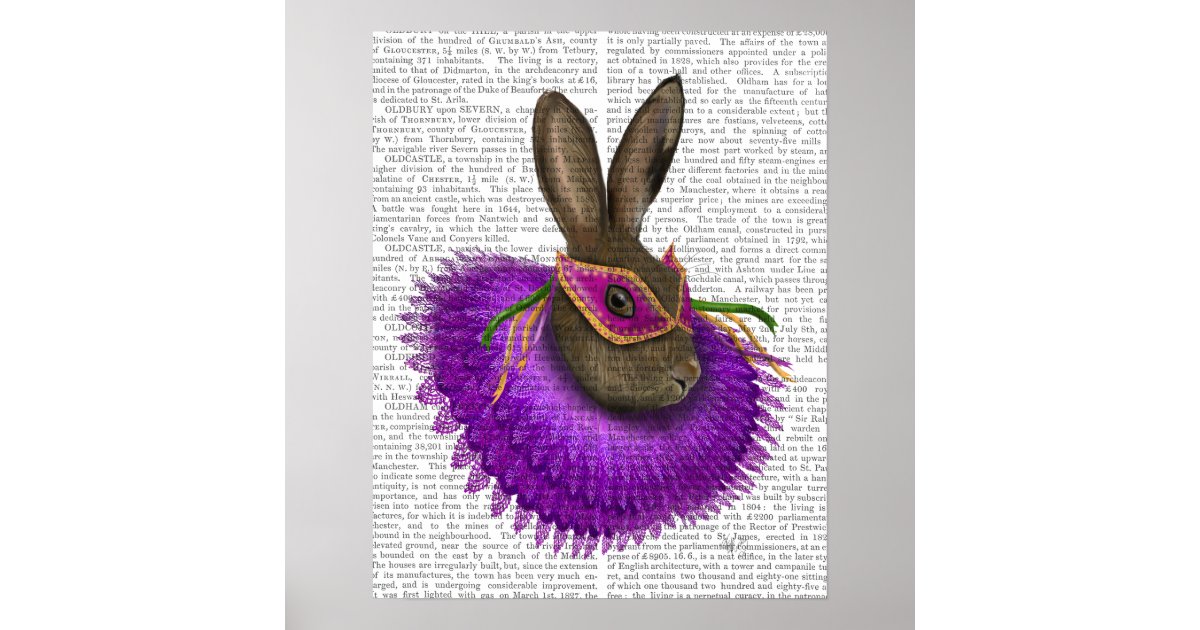 Mardi Gras Hare Poster | Zazzle