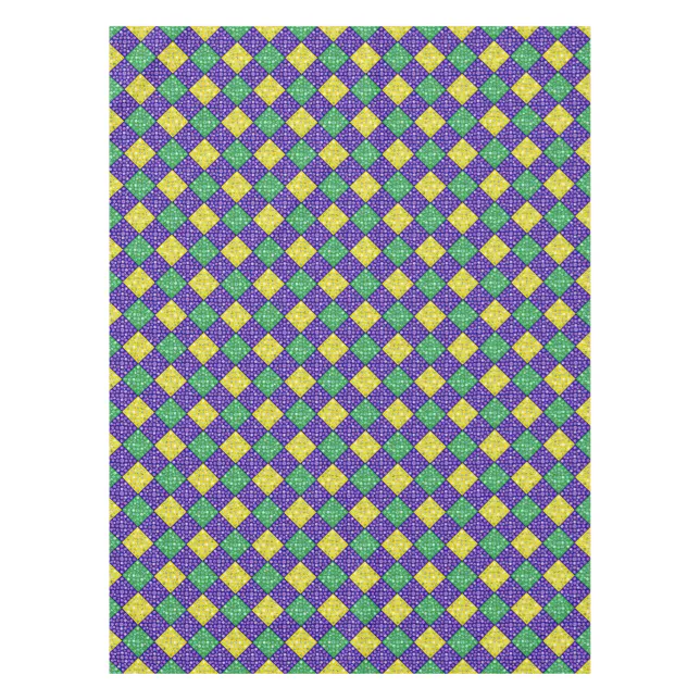 Mardi Gras Harlequin Diamond Carnival Pattern Tablecloth | Zazzle