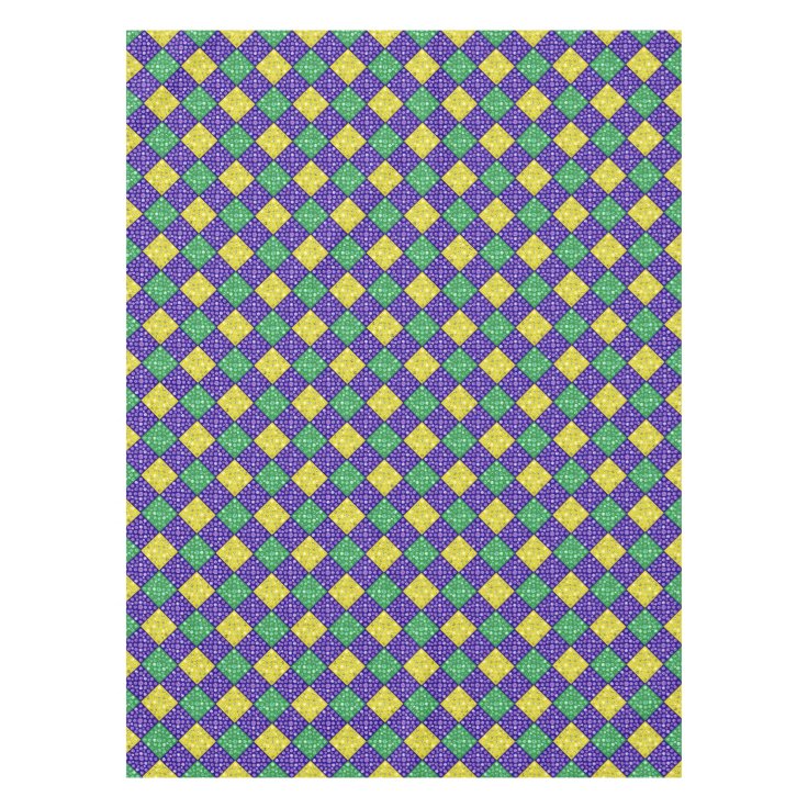 Mardi Gras Harlequin Diamond Carnival Pattern Tablecloth | Zazzle