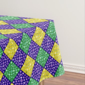 Mardi Gras Harlequin Diamond Carnival Pattern Tablecloth | Zazzle