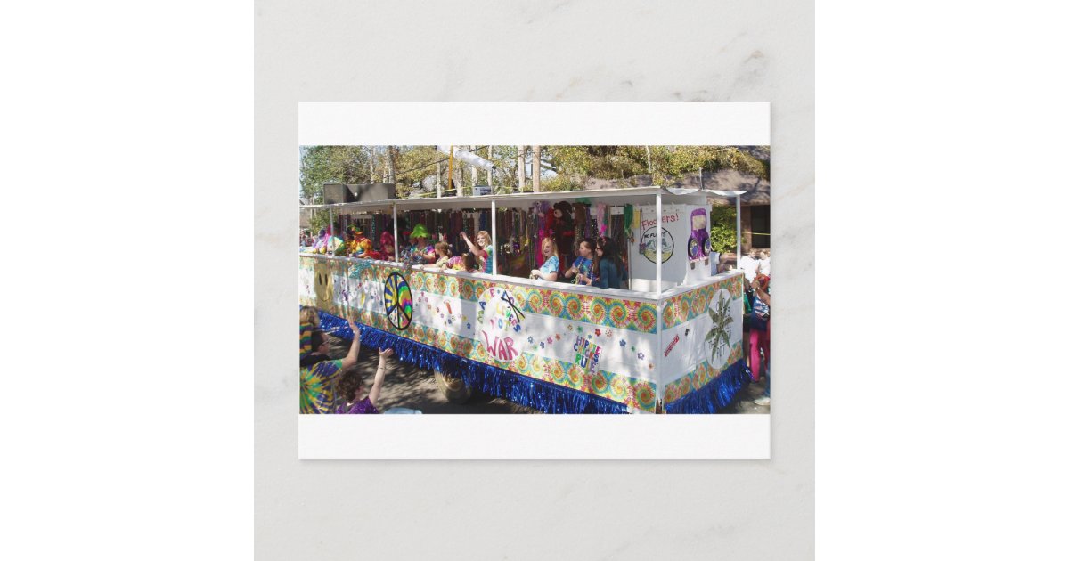 Mardi Gras Hippie Float Postcard | Zazzle