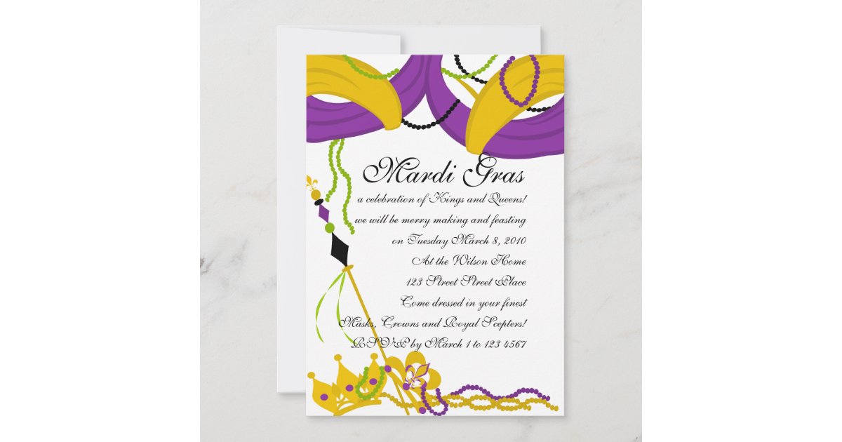 Mardi Gras King's Court Invitation | Zazzle