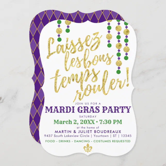 Mardi Gras | Laissez Les Bons Temps Rouler Invitation | Zazzle