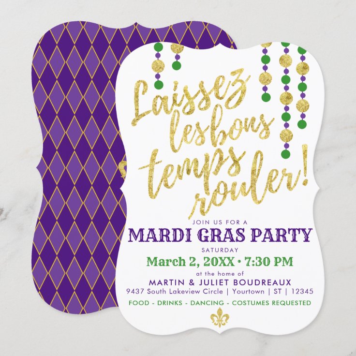 Mardi Gras | Laissez Les Bons Temps Rouler Invitation | Zazzle