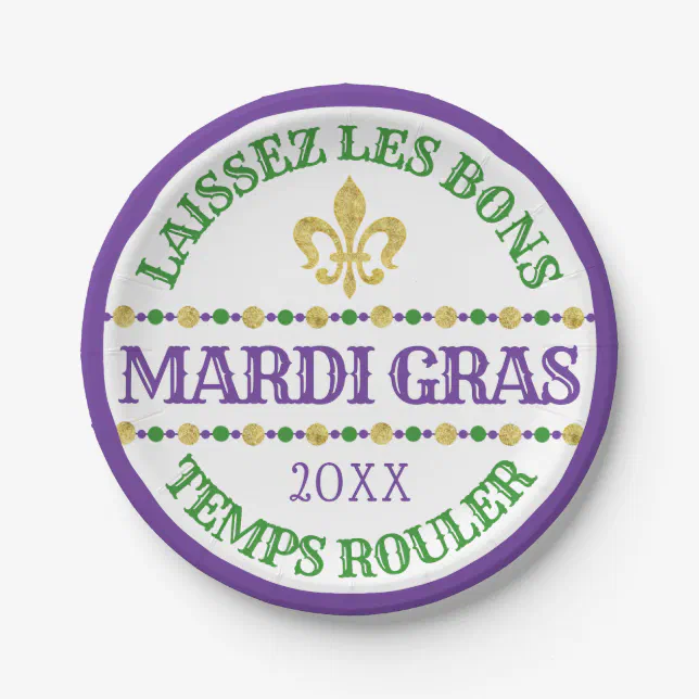 Mardi Gras | Laissez Les Bons Temps Rouler Paper Plates | Zazzle