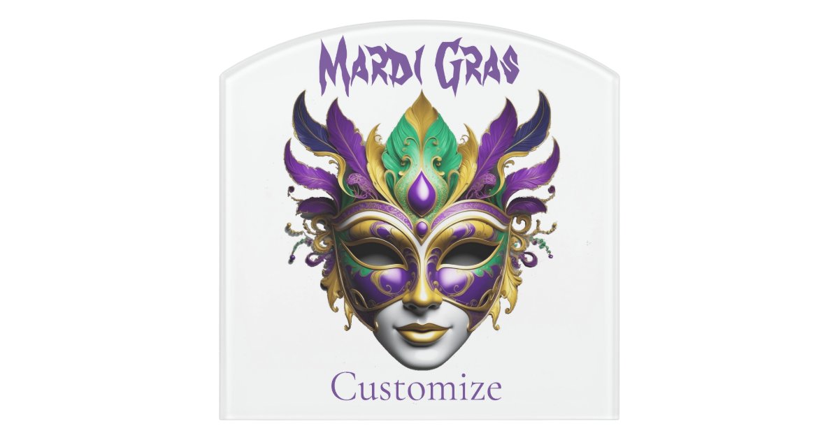 Mardi Gras Mask Thunder_Cove Door Sign | Zazzle