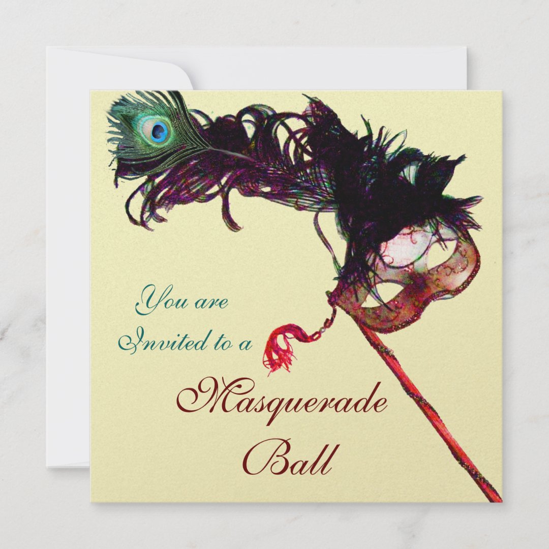 MARDI GRAS MASQUERADE BALL Gold Metallic Invitation | Zazzle