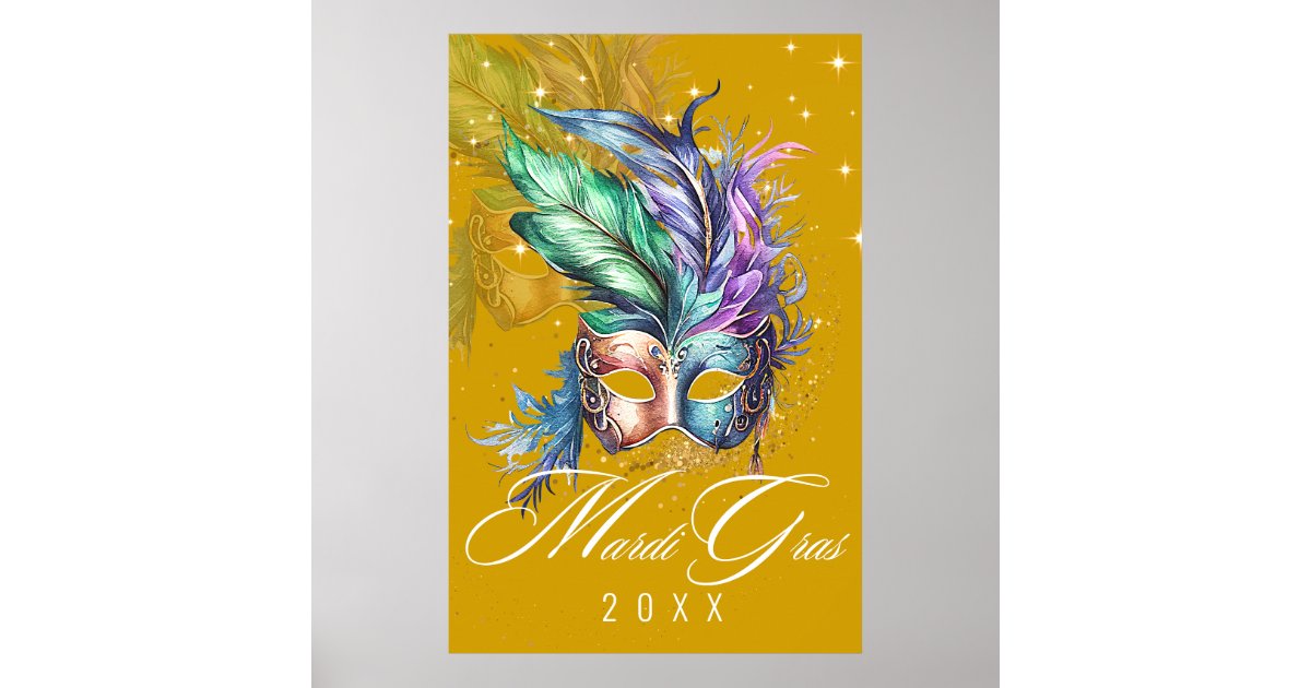 Mardi Gras Masquerade Mask | Gold Poster | Zazzle