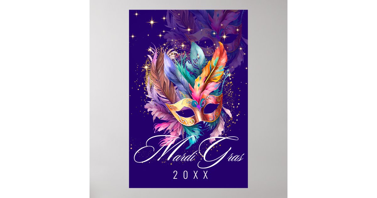 Mardi Gras Masquerade Mask | Purple Poster | Zazzle