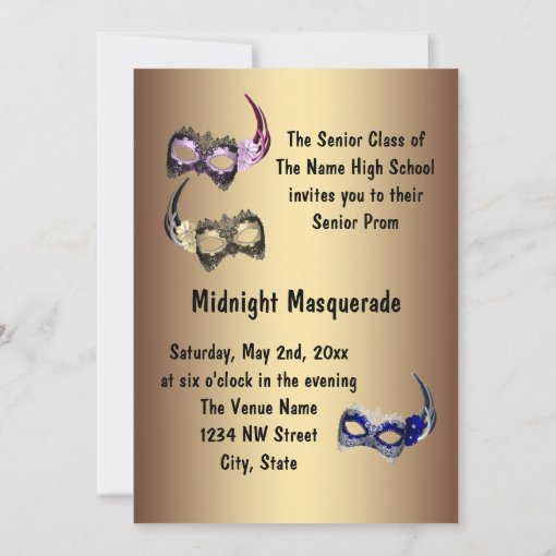 Mardi Gras Masquerade Prom Invitations | Zazzle
