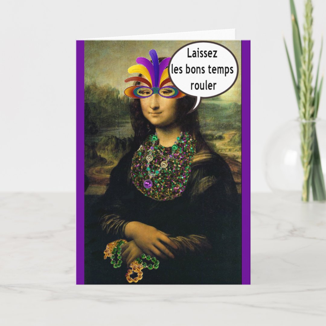 Mardi Gras Mona Lisa Card | Zazzle