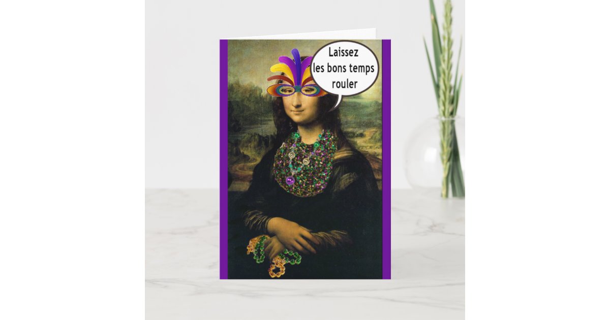 Mardi Gras Mona Lisa Card | Zazzle
