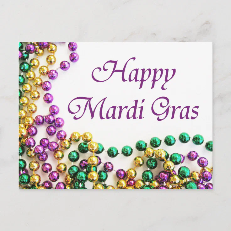 Mardi Gras Parade Beads Postcard | Zazzle