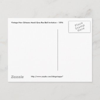 Mardi Gras Rex Ball 1890 Invitation Postcard | Zazzle