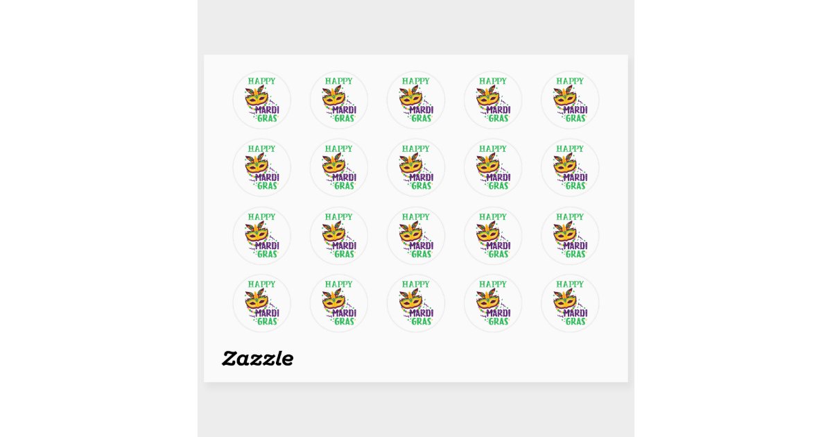 Mardi Gras Round Sticker | Zazzle