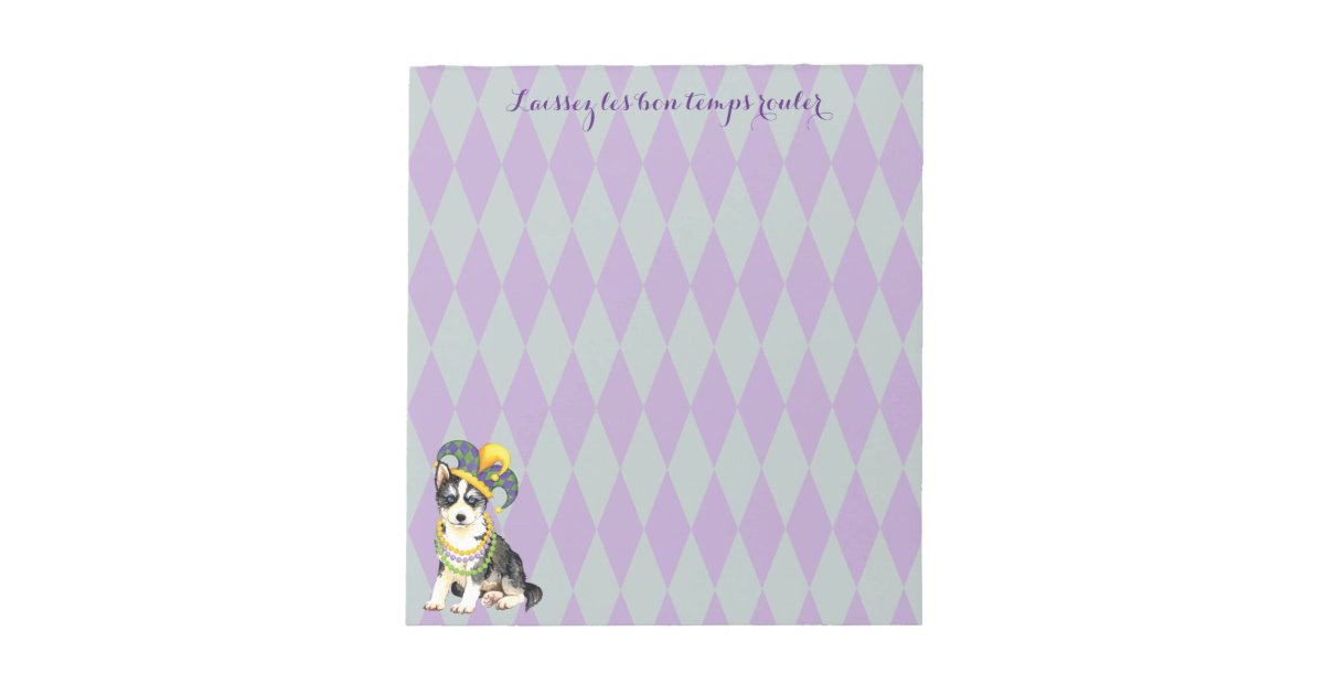 Mardi Gras Siberian Husky Notepad | Zazzle