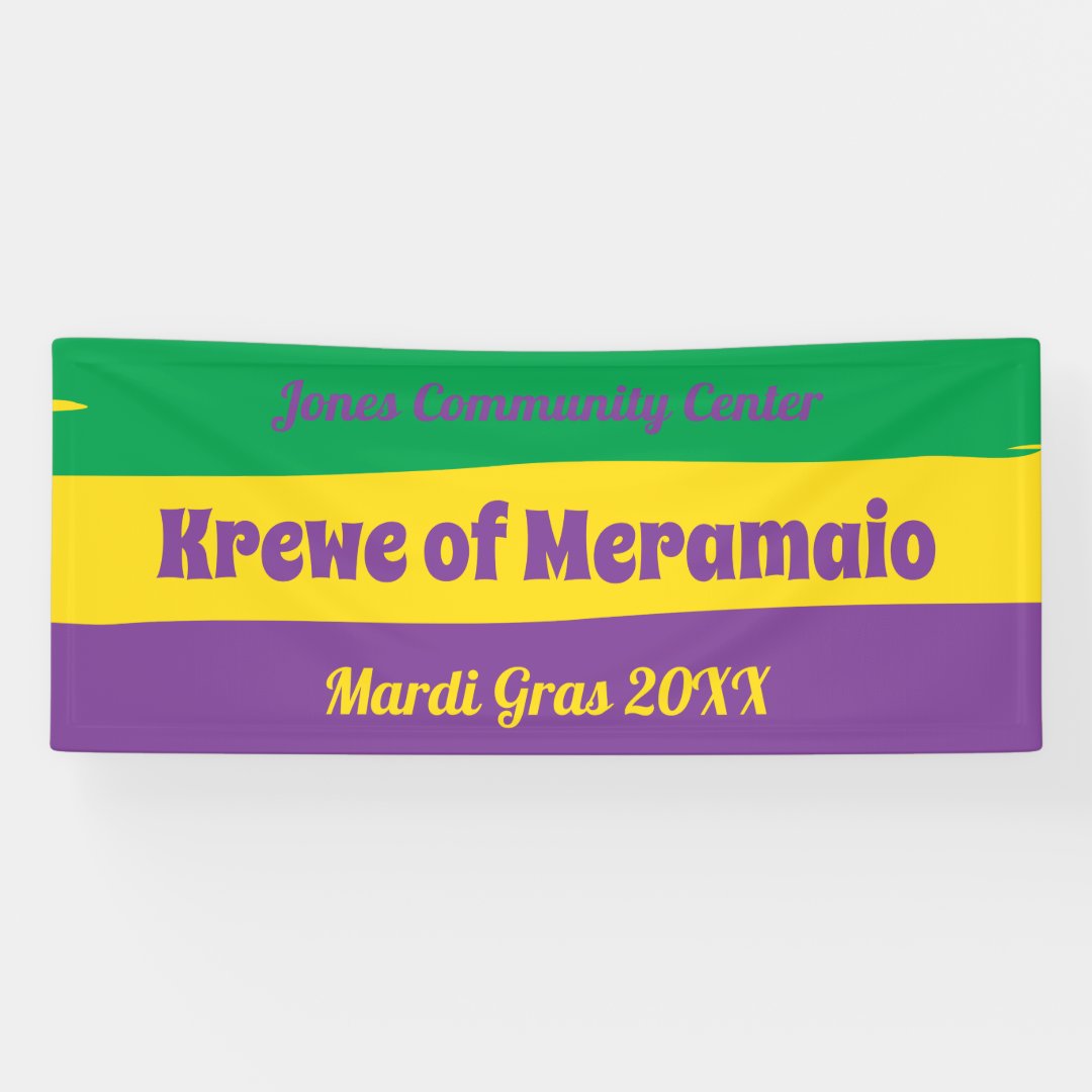 Mardi Gras stripes with custom text Banner | Zazzle