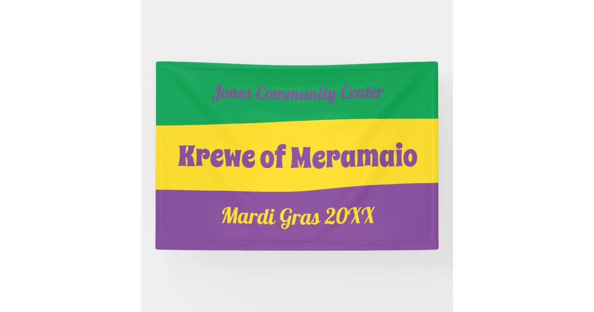 Mardi Gras stripes with custom text Banner 4x6 | Zazzle