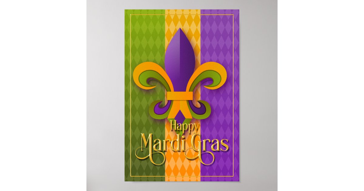Mardi Gras Wall Art, Mardi Gras Fleur de Lis Poster | Zazzle