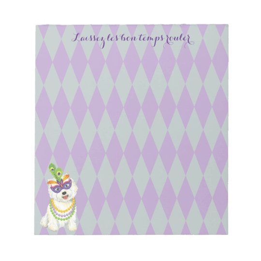 Mardi Gras Westie Notepad | Zazzle.com