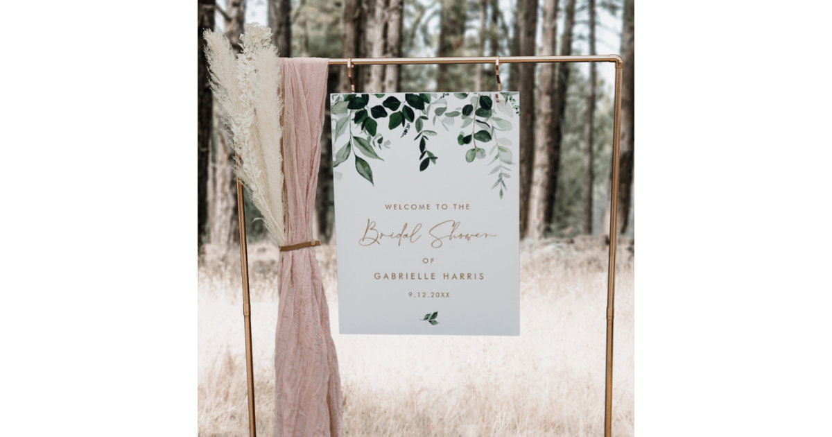 MAREE Greenery Bridal Shower Welcome Sign | Zazzle