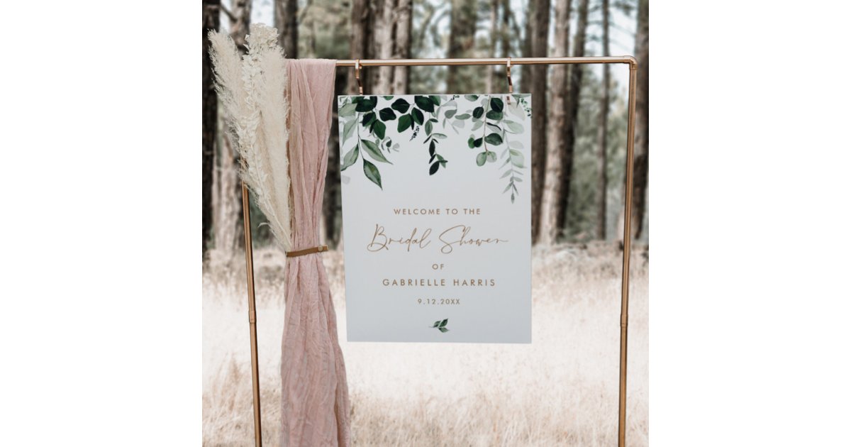 MAREE Greenery Bridal Shower Welcome Sign | Zazzle