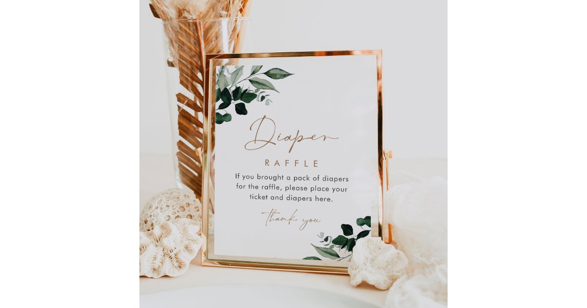 MAREE Greenery Diaper Raffle Sign | Zazzle