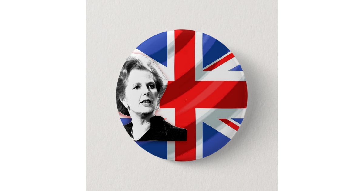 Margaret Thatcher Union Jack Button | Zazzle