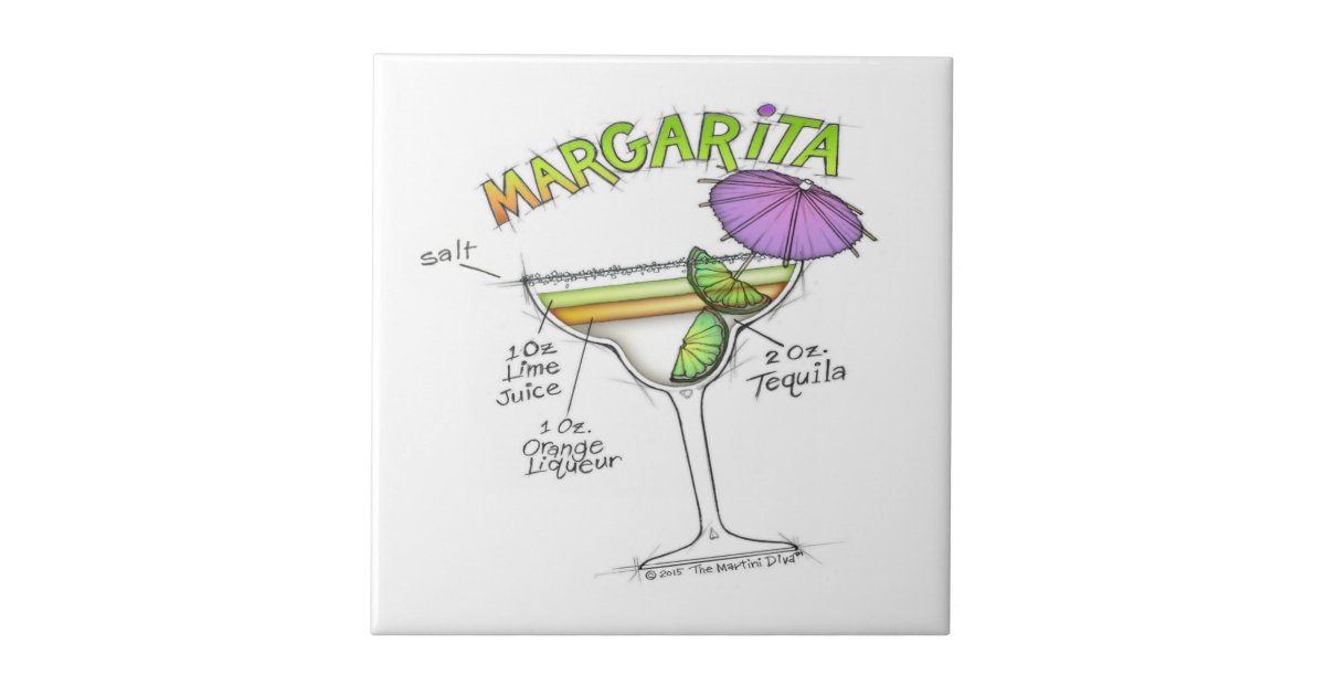 MARGARITA RECIPE COCKTAIL ART TILE | Zazzle