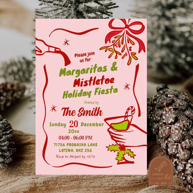 Margaritas and Mistletoe Christmas Holiday Fiesta Invitation | Zazzle