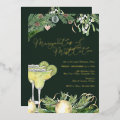 Margaritas and Mistletoe Cocktail Party Gold Foil Invitation | Zazzle