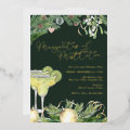 Margaritas and Mistletoe Cocktail Party Gold Foil Invitation | Zazzle