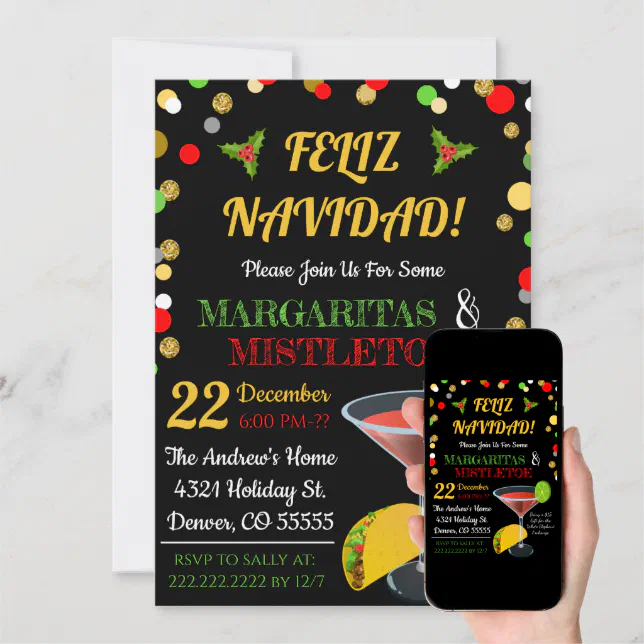 Margaritas and Mistletoe Party Invitation | Zazzle