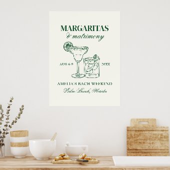 Margaritas & Matrimony Bachelorette Weekend Poster | Zazzle