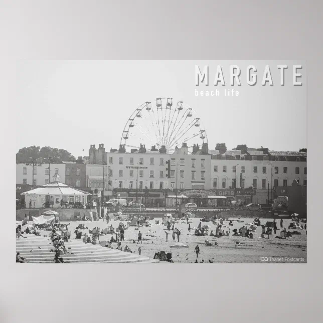 Margate 'beach life' on Main Sands poster | Zazzle