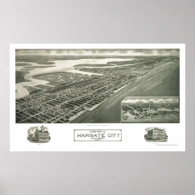 Margate City, NJ Panoramic Map - 1925 Poster | Zazzle
