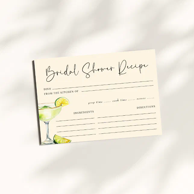 Margs and Matrimony Bridal Shower Recipe Enclosure Card | Zazzle