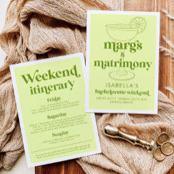 Margs & Matrimony Bachelorette Weekend Itinerary Invitation | Zazzle
