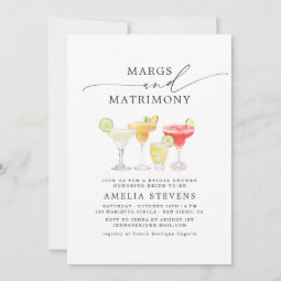 Margs & Matrimony Bridal Shower Bachelorette Invitation | Zazzle