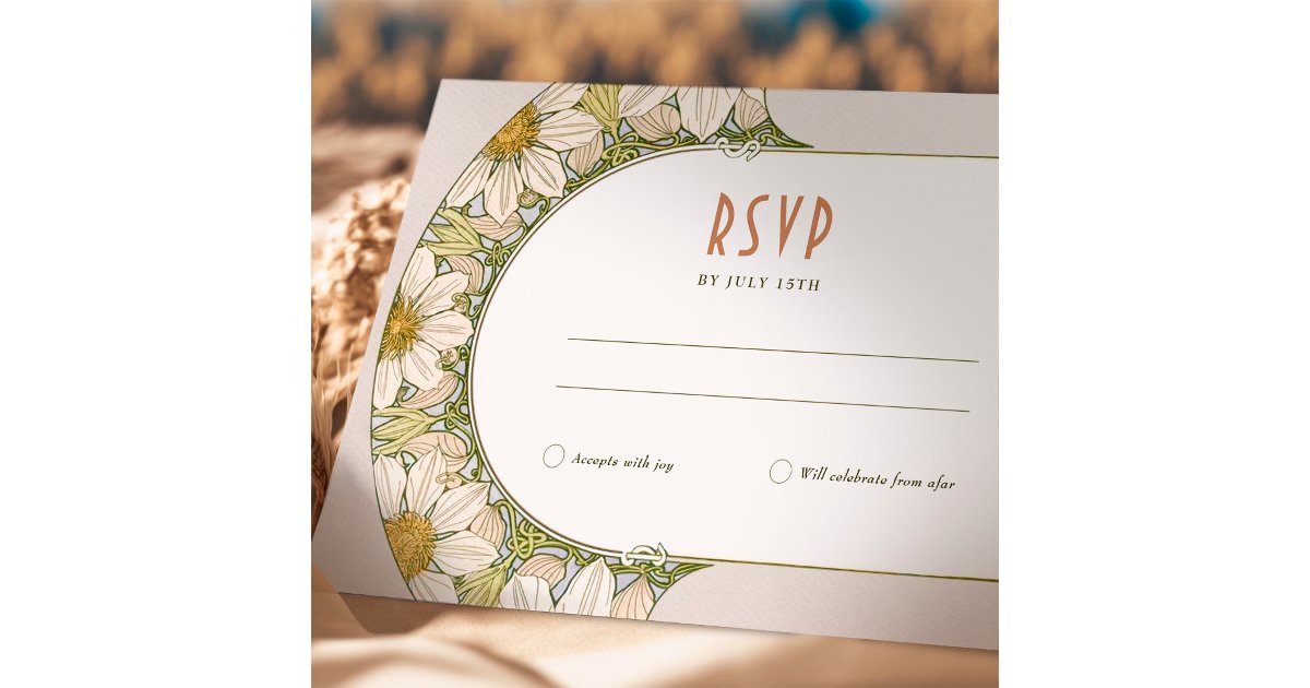 Marguerite Wedding RSVP Insert Vintage Art Nouveau Invitation | Zazzle