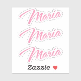 Maria Decorative Name in Pink x3 Sticker | Zazzle