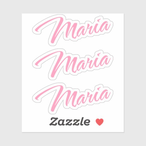Maria Decorative Name in Pink x3 Sticker | Zazzle