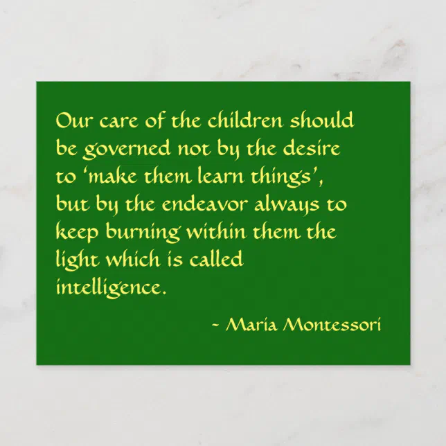 Maria Montessori Quote No. 1 Post Card | Zazzle