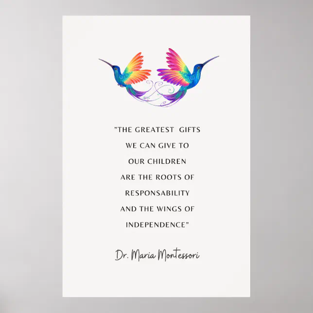Maria Montessori Quote Poster, The Greatest Gift Poster | Zazzle
