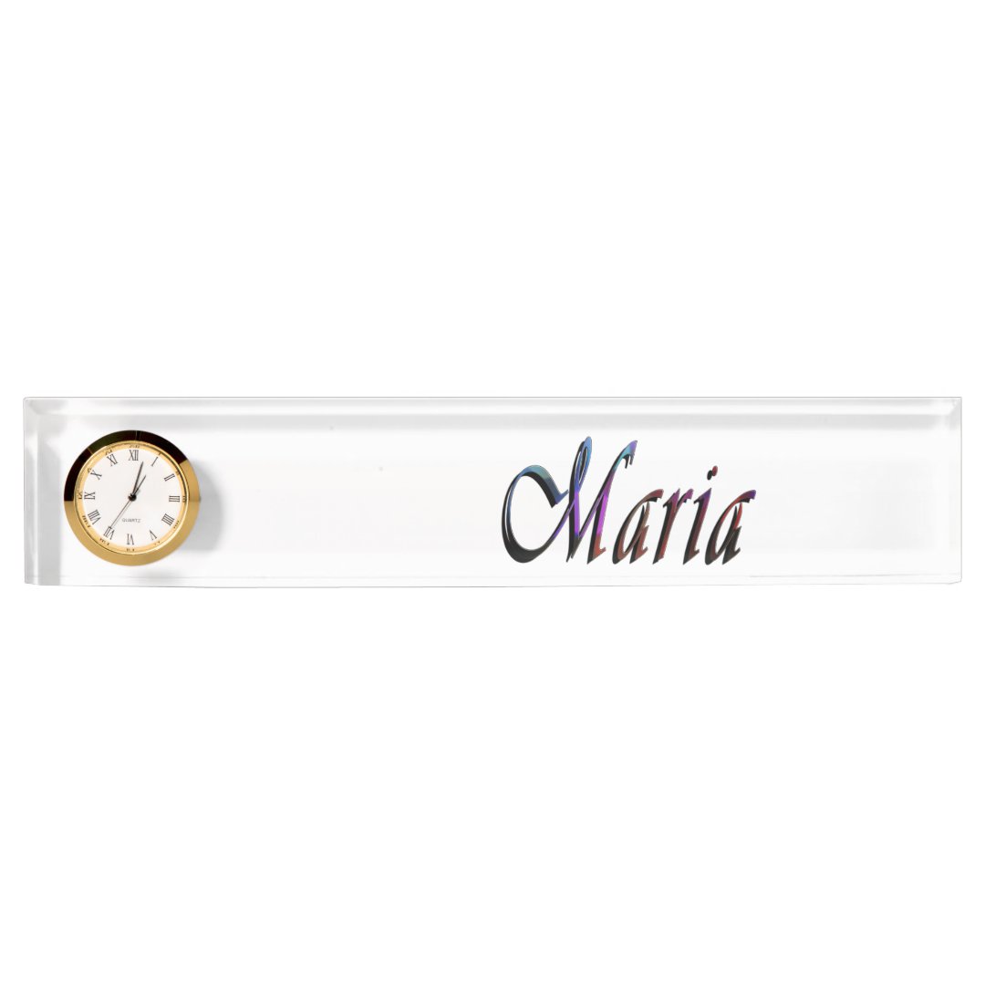 Maria Name Logo Desk Nameplate With Clock Zazzle maria-name-logo-desk-nameplate-with-clock-zazzle