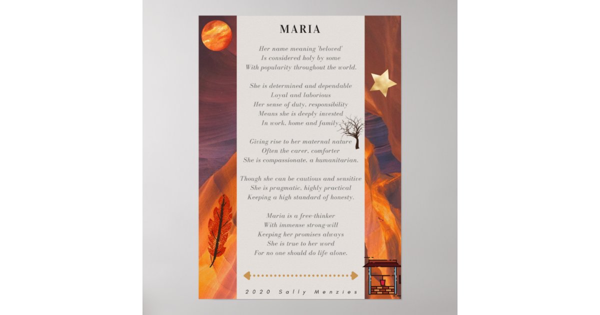 "Maria" Name Poem Poster | Zazzle