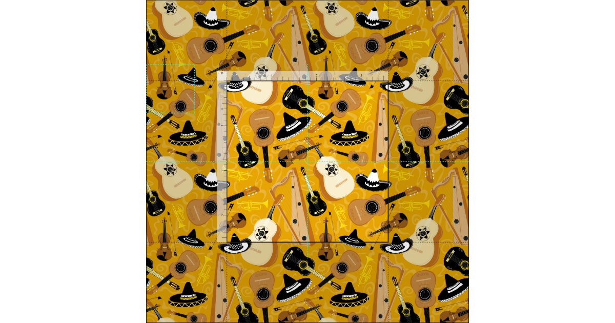 Mariachi Band Instrument Pattern Fabric | Zazzle