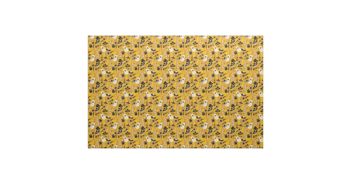 Mariachi Band Instrument Pattern Fabric | Zazzle