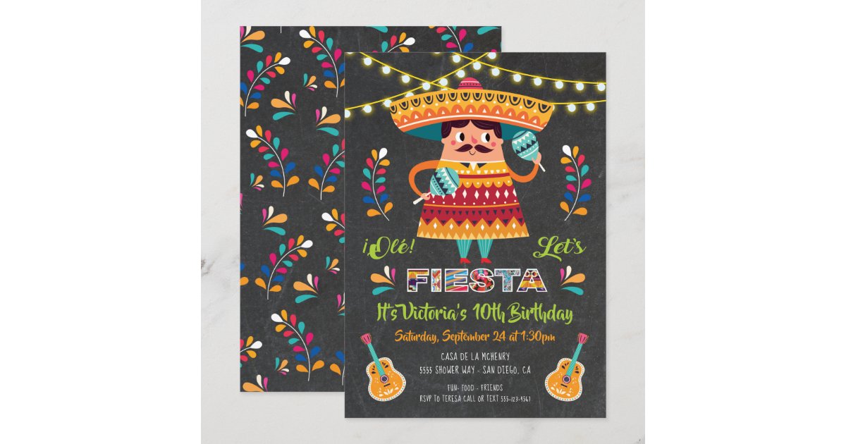 Mariachi Mexcian Fiesta Birthday Party invitation | Zazzle